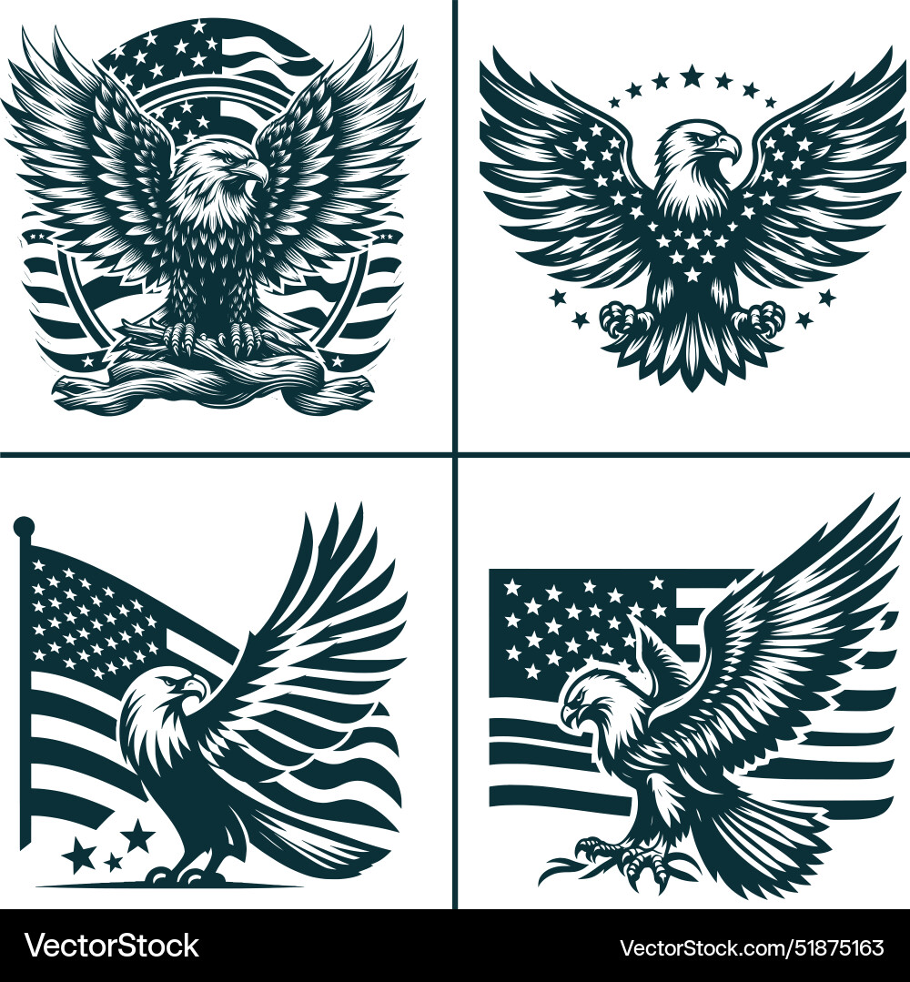 Eagle with flag silhouette filesoutline ea Vector Image