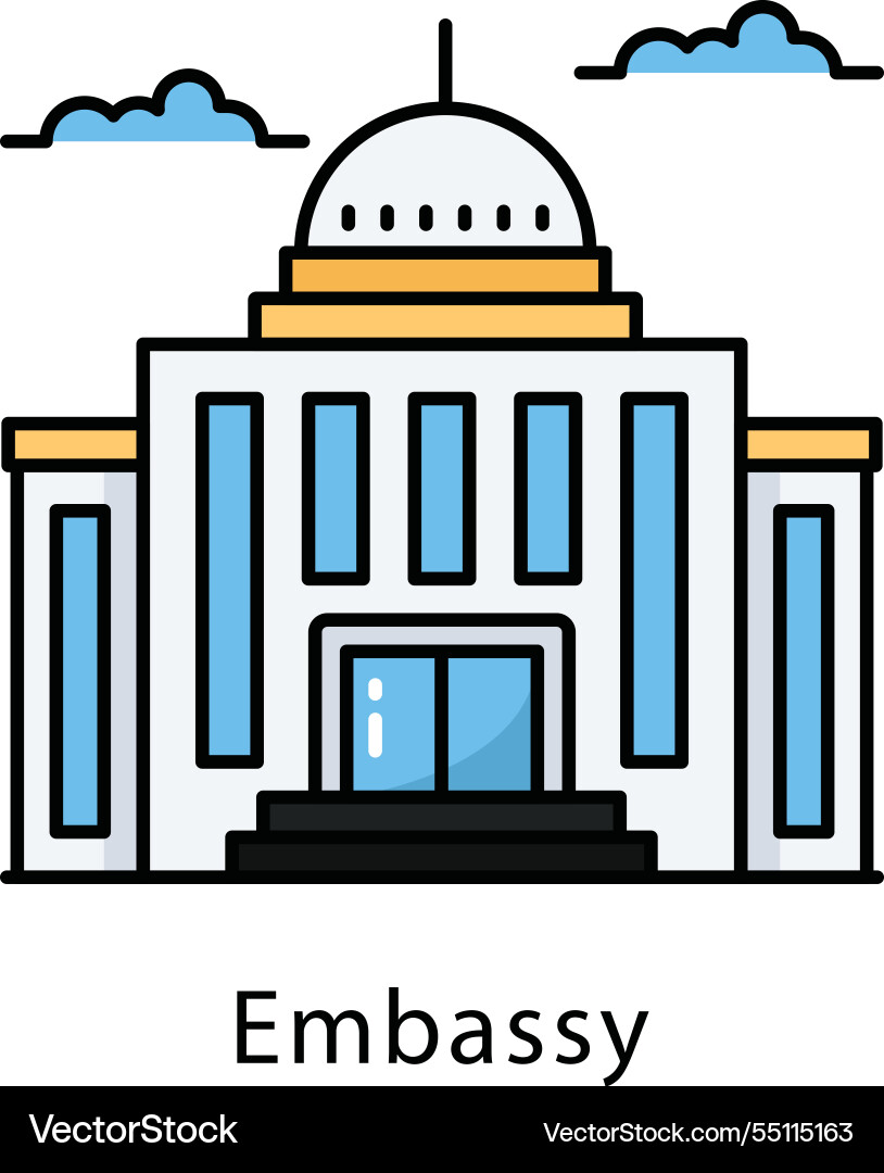 Embassy outline icon style Royalty Free Vector Image