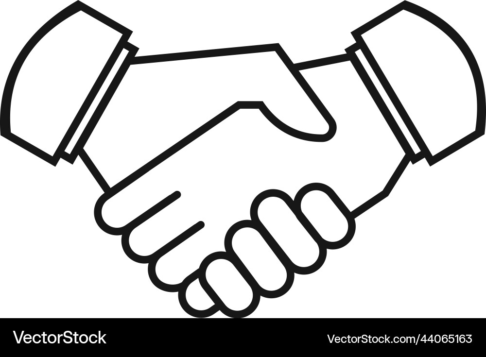 Handshake line icon agreement symbol partnership Vector Image