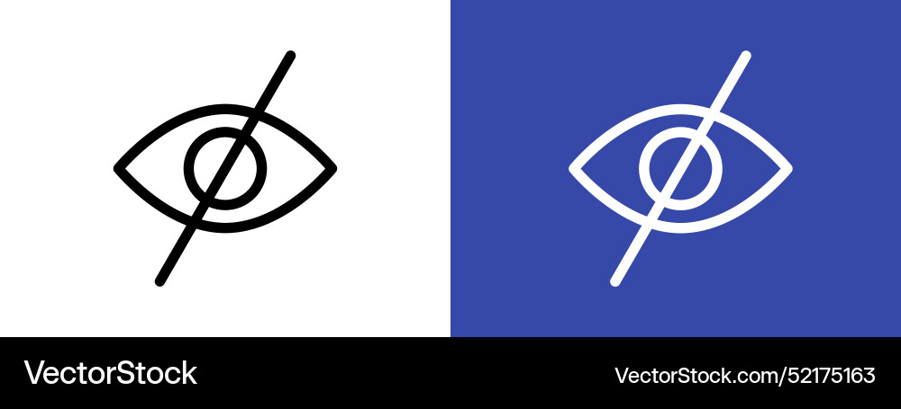 Hide logo sign set outline Royalty Free Vector Image