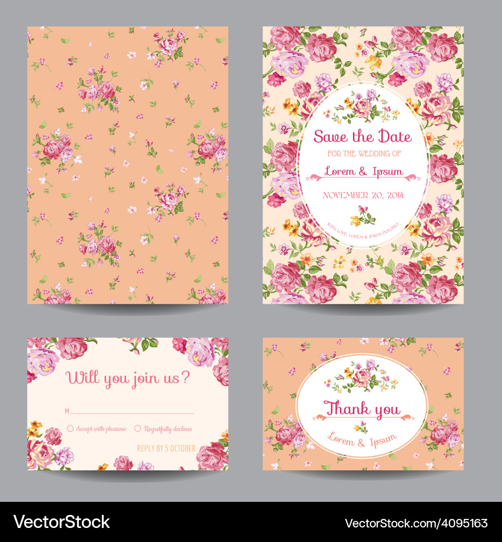 Invitation-congratulation card set - for wedding Vector Image