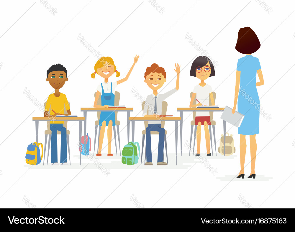 Lesson at school - cartoon people characters Vector Image