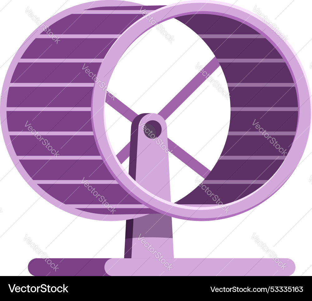 Purple hamster wheel standing on white background Vector Image