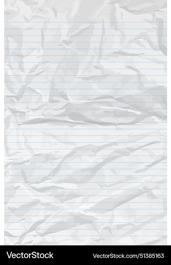 White clean crumpled notebook paper with lines Vector Image