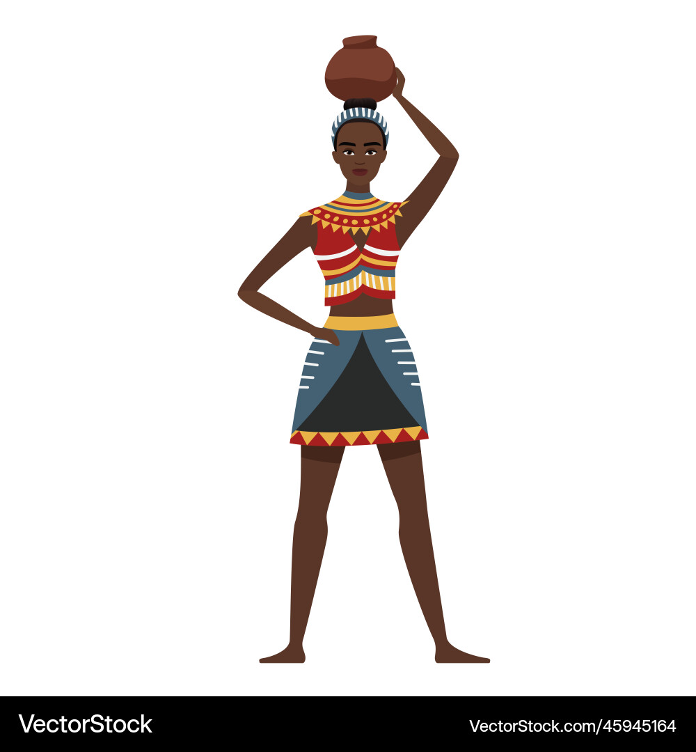 African woman with pot on head Royalty Free Vector Image