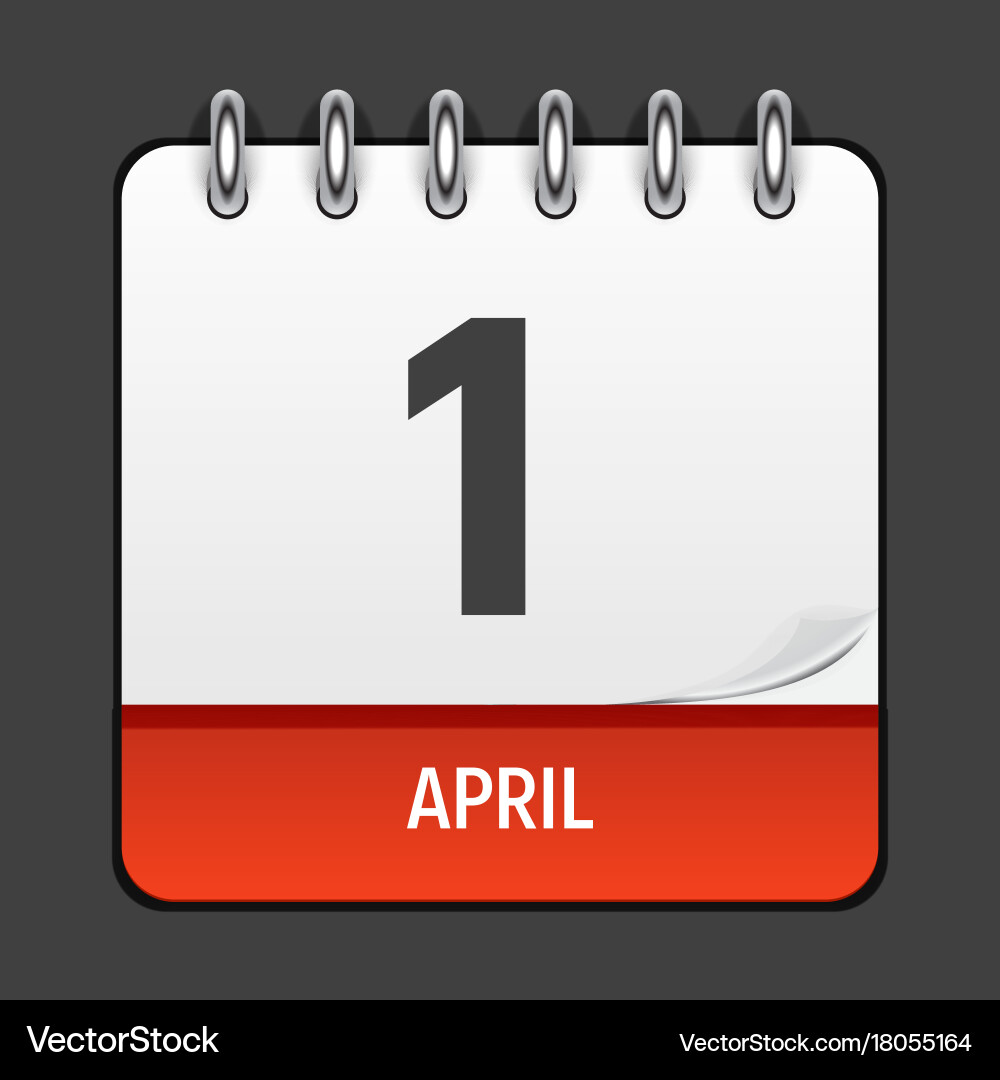 April 1 calendar daily icon Royalty Free Vector Image