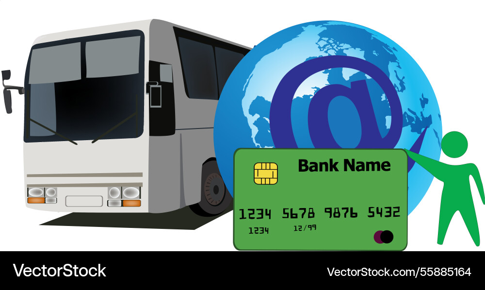 Booking bus tickets online using credit card Vector Image