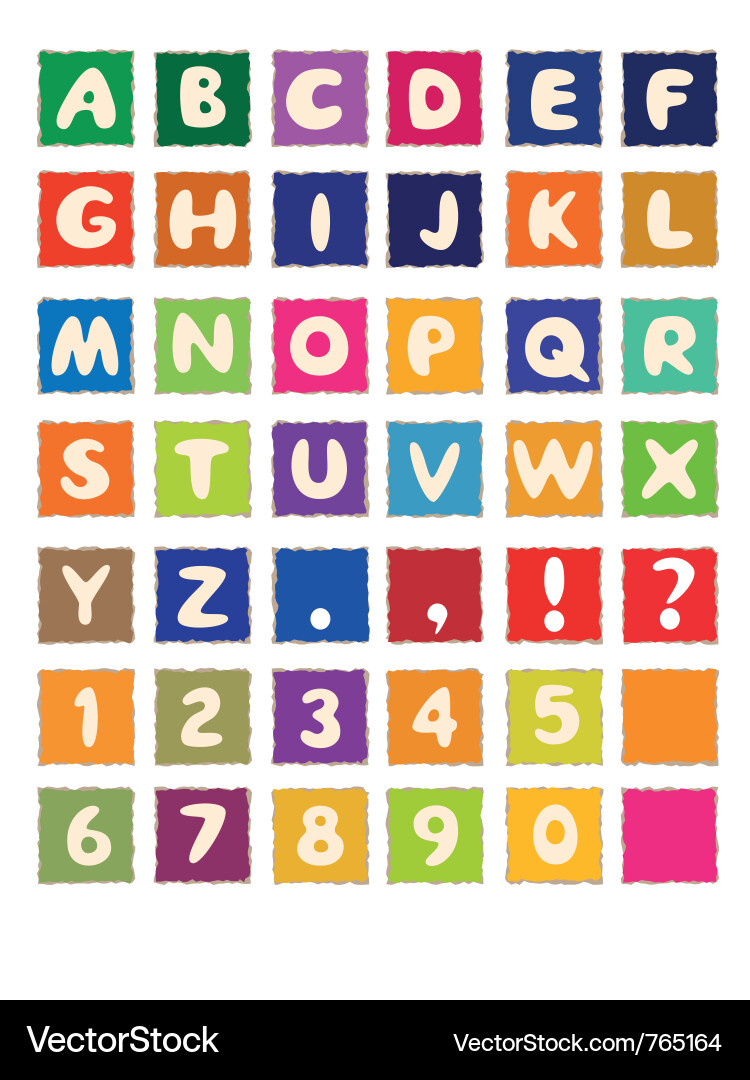 Colorful Alphabet Letters on Squares Royalty Free Vector