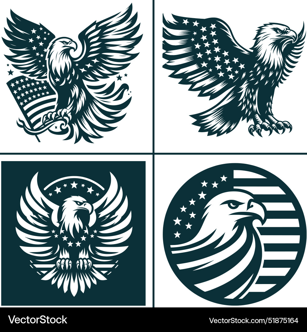 Eagle with flag silhouette filesoutline ea Vector Image