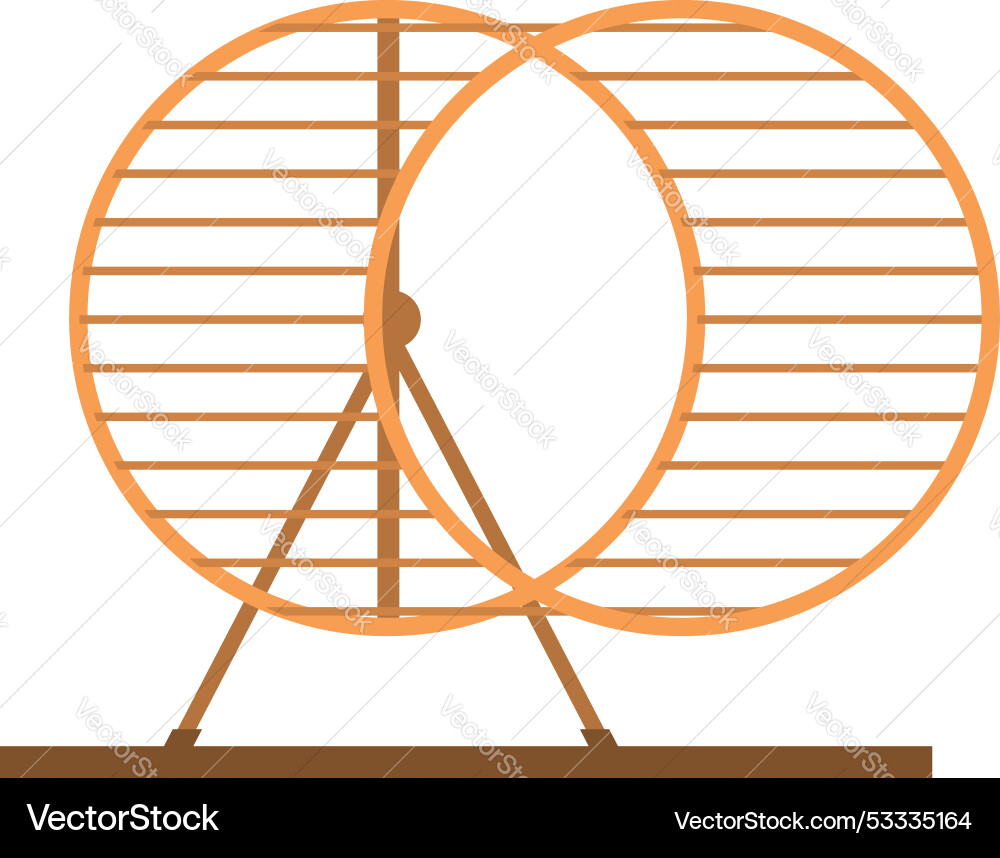 Empty hamster wheel standing on wooden platform Vector Image