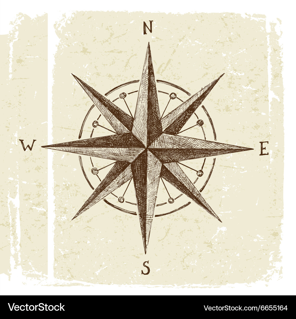 Hand drawn wind rose Royalty Free Vector Image