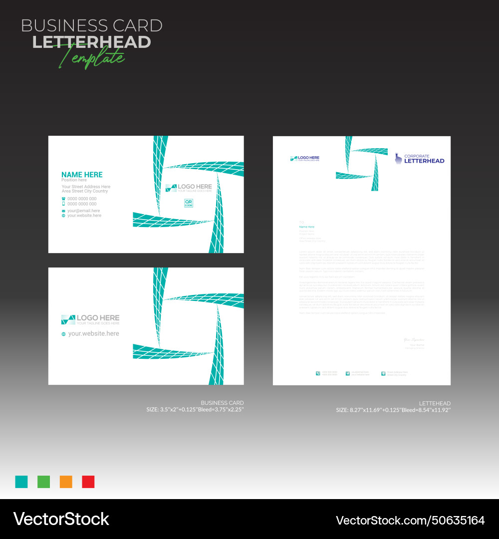 Letterhead and business card design Royalty Free Vector