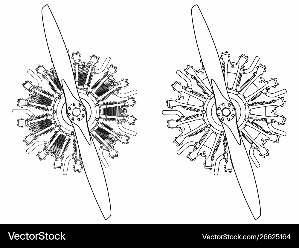 Nine Cylinder Radial Engine Royalty Free Vector Image
