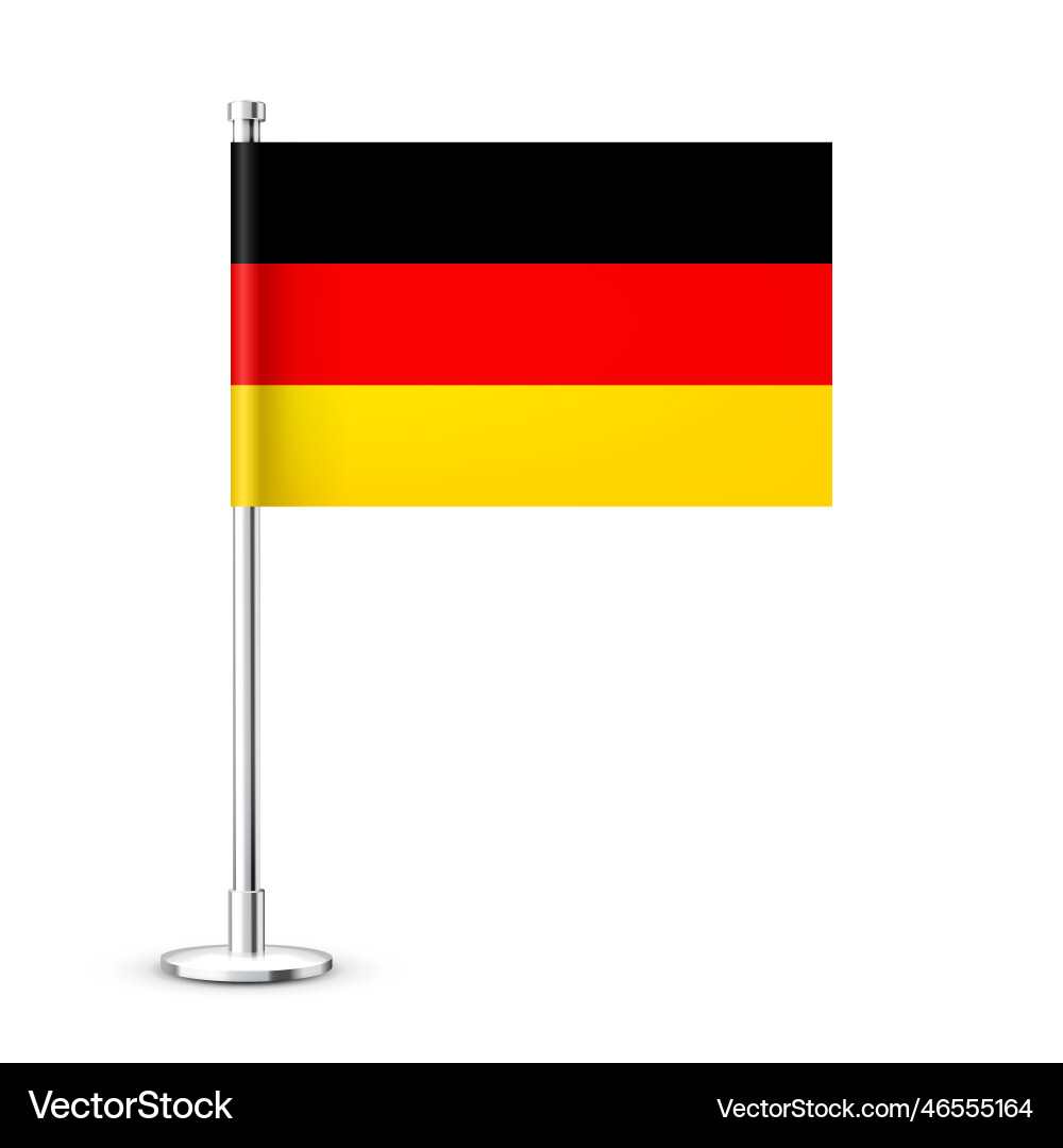 Realistic german table flag on a chrome steel pole