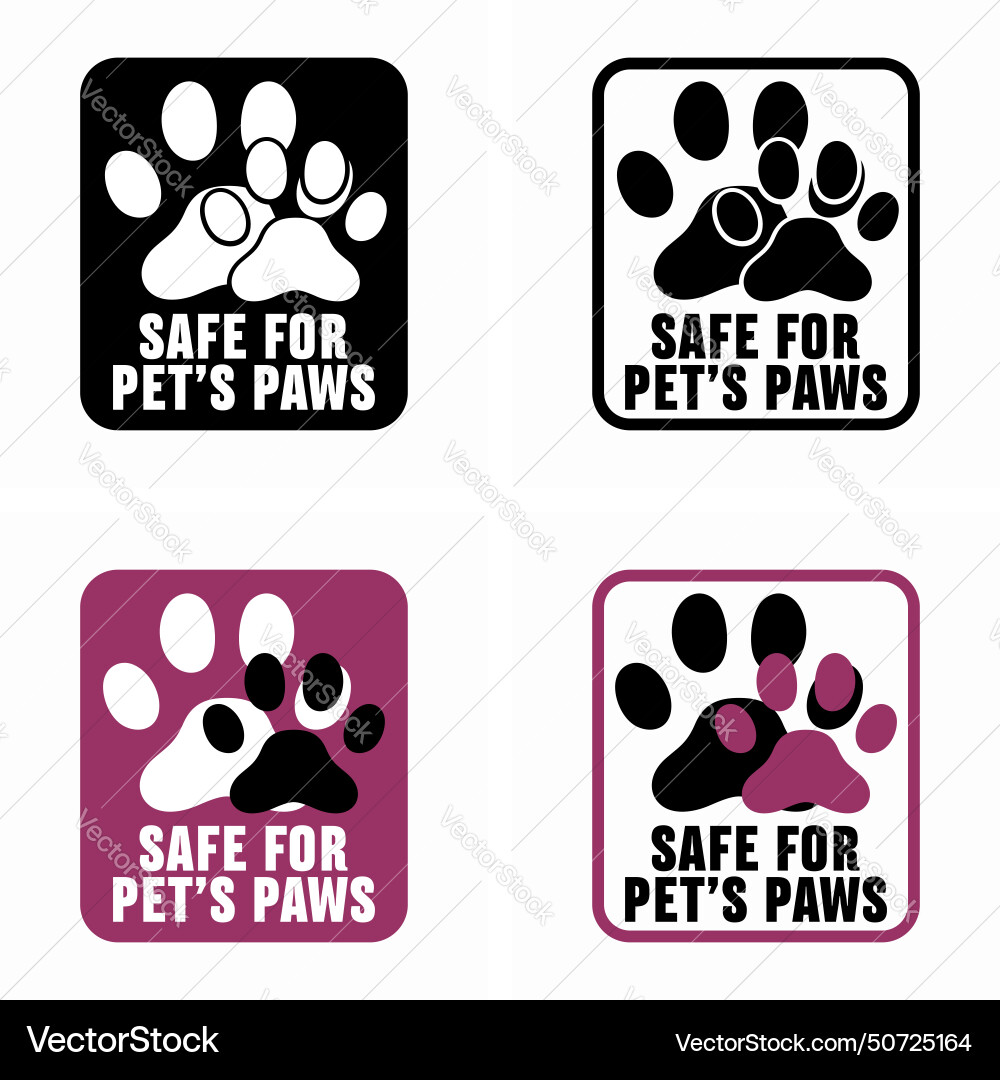 Safe for pets paws information sign Royalty Free Vector