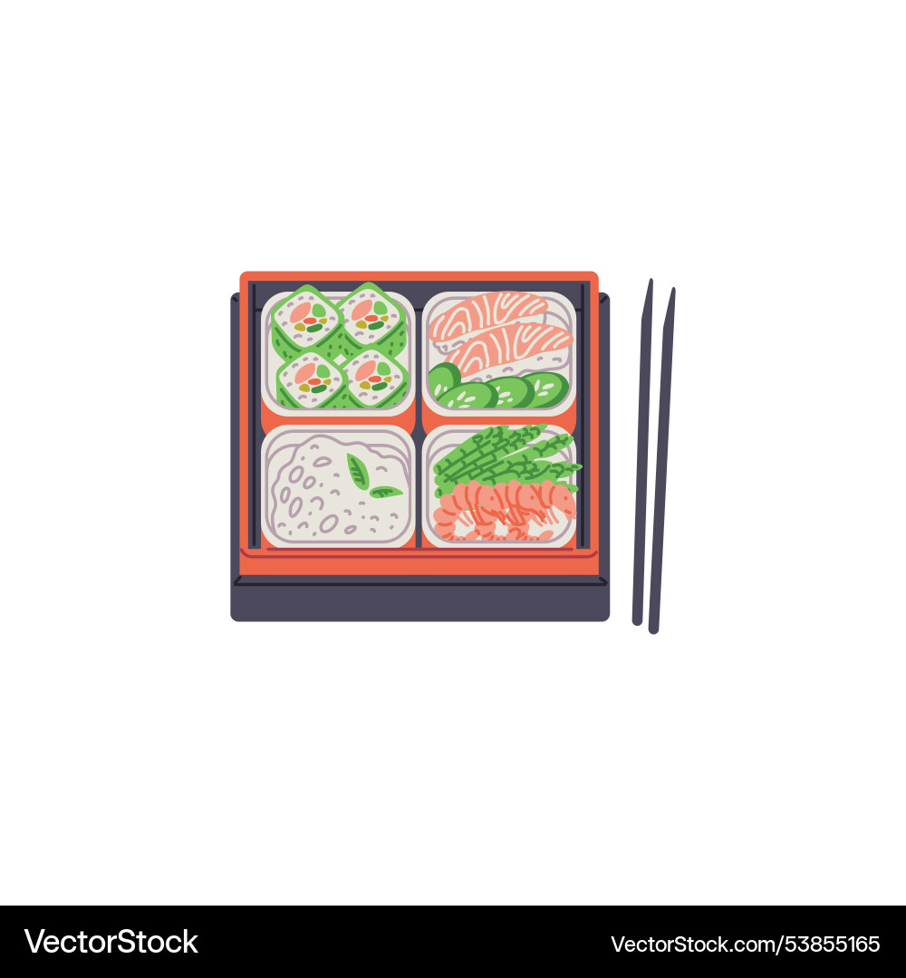 An open bento box Royalty Free Vector Image - VectorStock