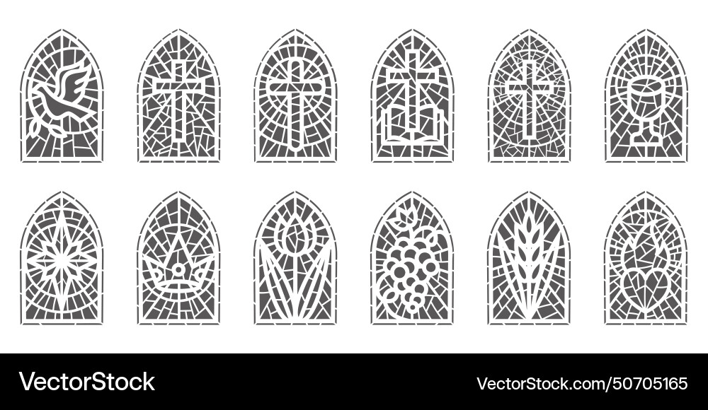 Church glass windows stained mosaic catholic Vector Image