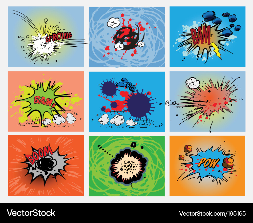 Comic book explosions Royalty Free Vector Image