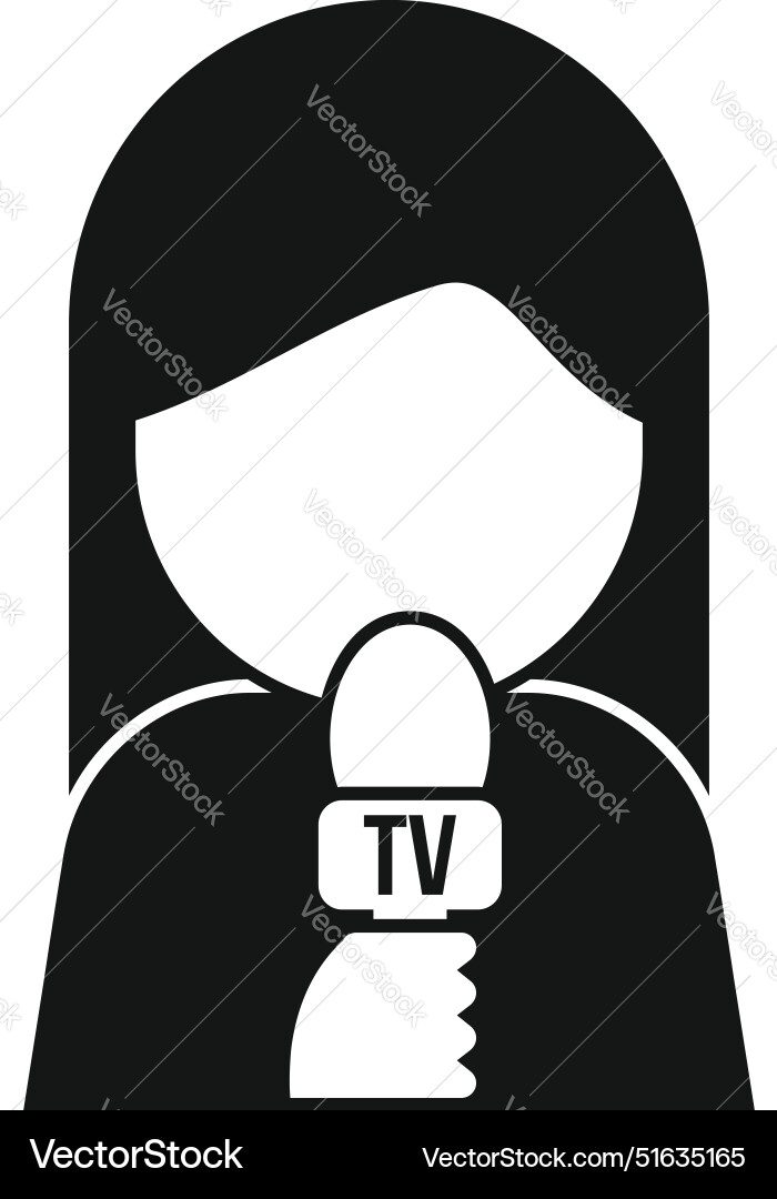 Female journalist holding tv microphone icon Vector Image