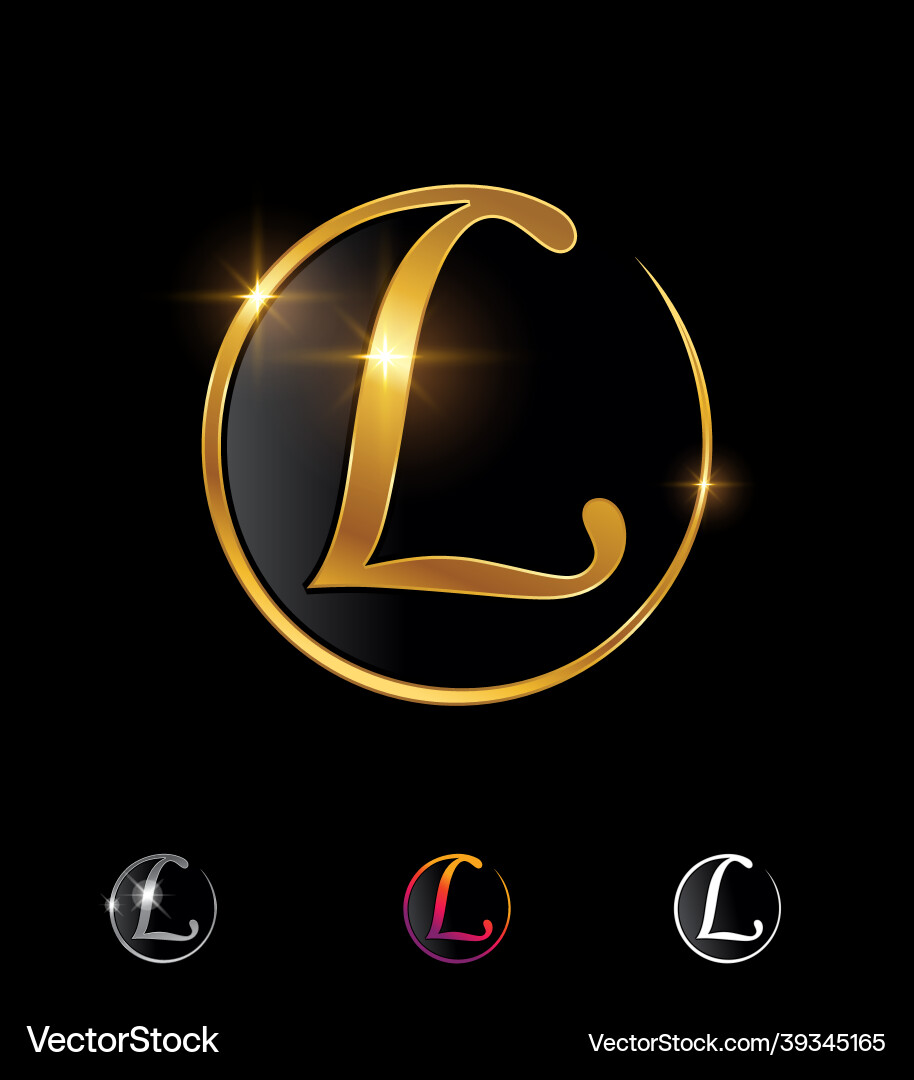 Golden circle letter l Royalty Free Vector Image
