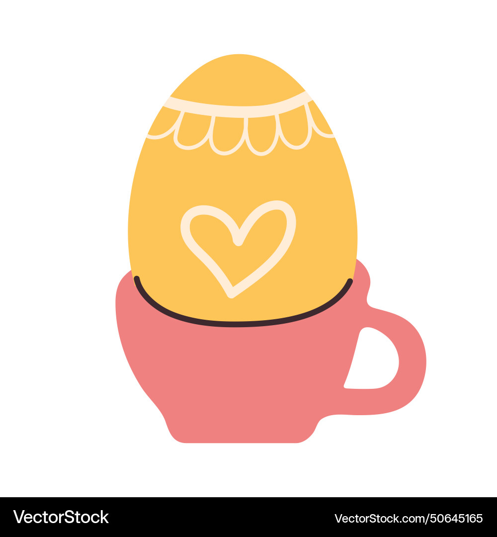 Hand drawn cup with easter egg patterned eggshell Vector Image