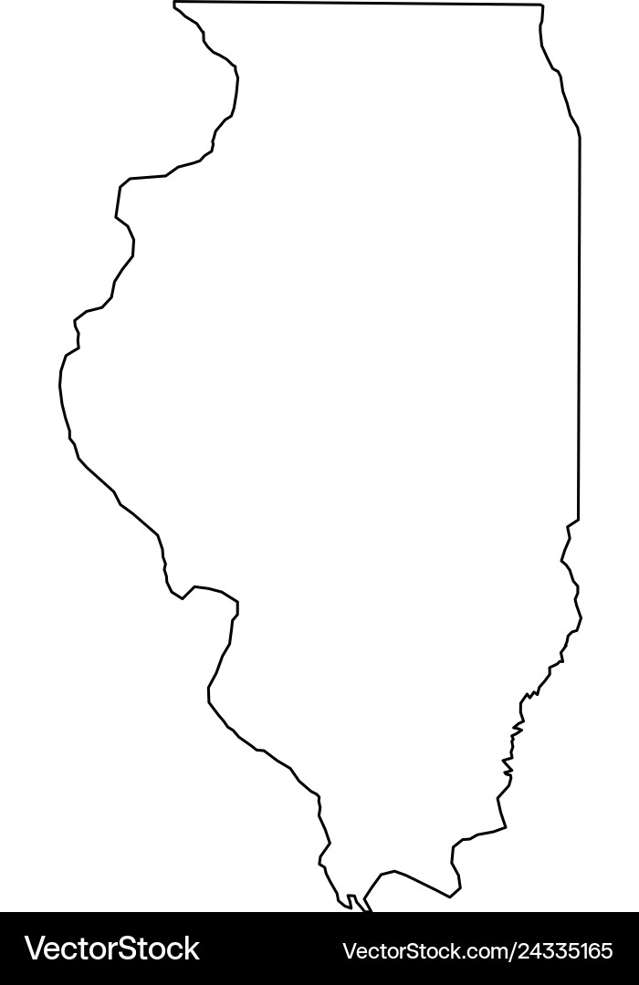 Illinois state of usa - solid black outline map Vector Image