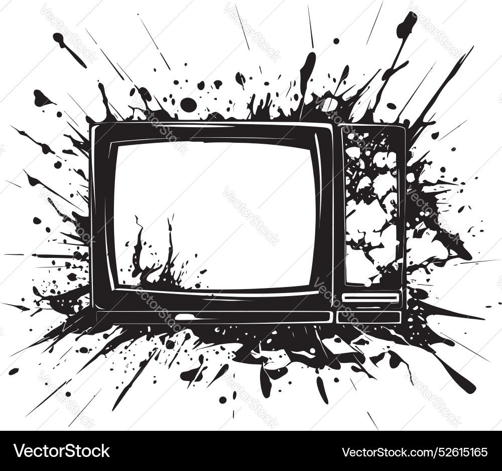 Shattered signals graphic of smashed television Vector Image