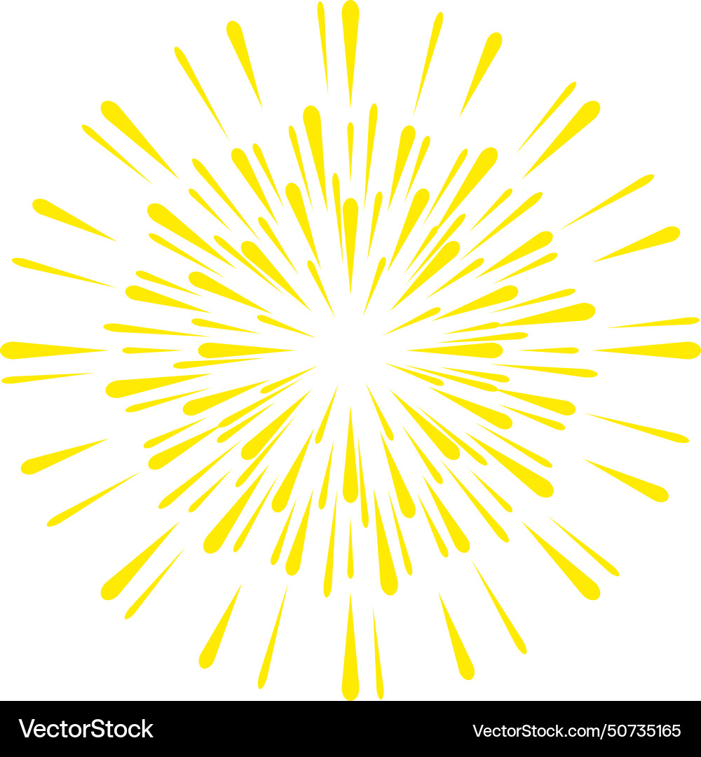 Yellow light burst firework icon bright Royalty Free Vector