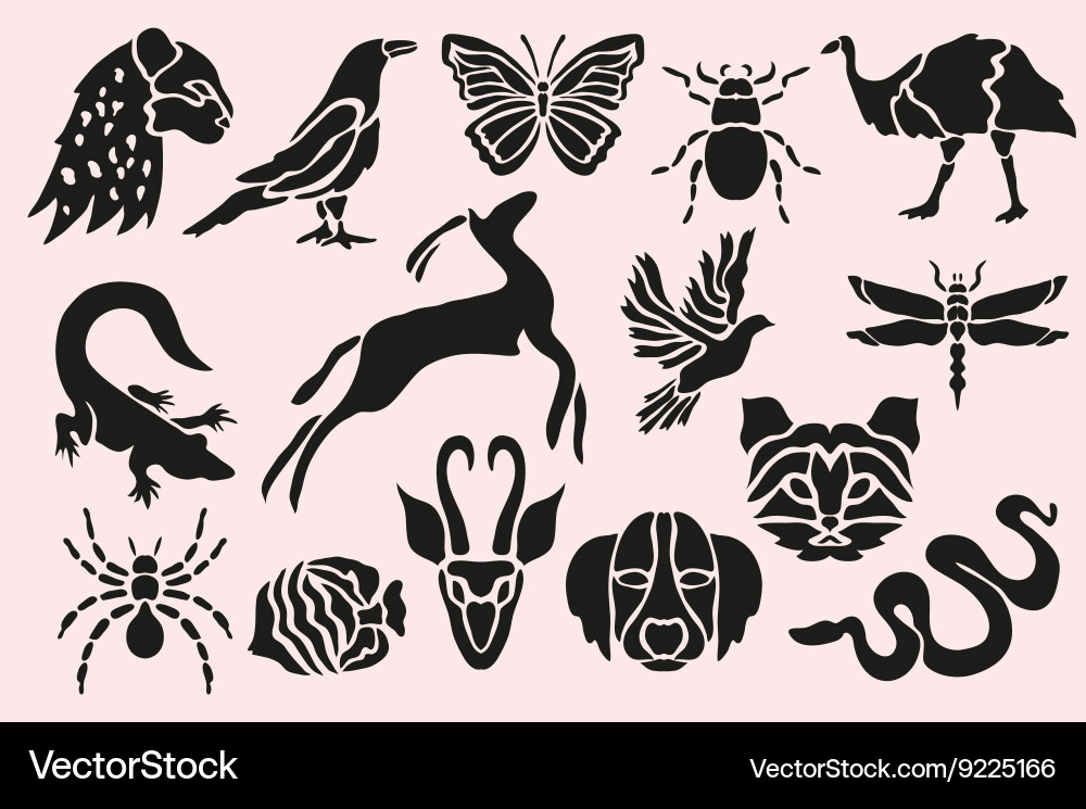 Animal symbols set Royalty Free Vector Image - VectorStock