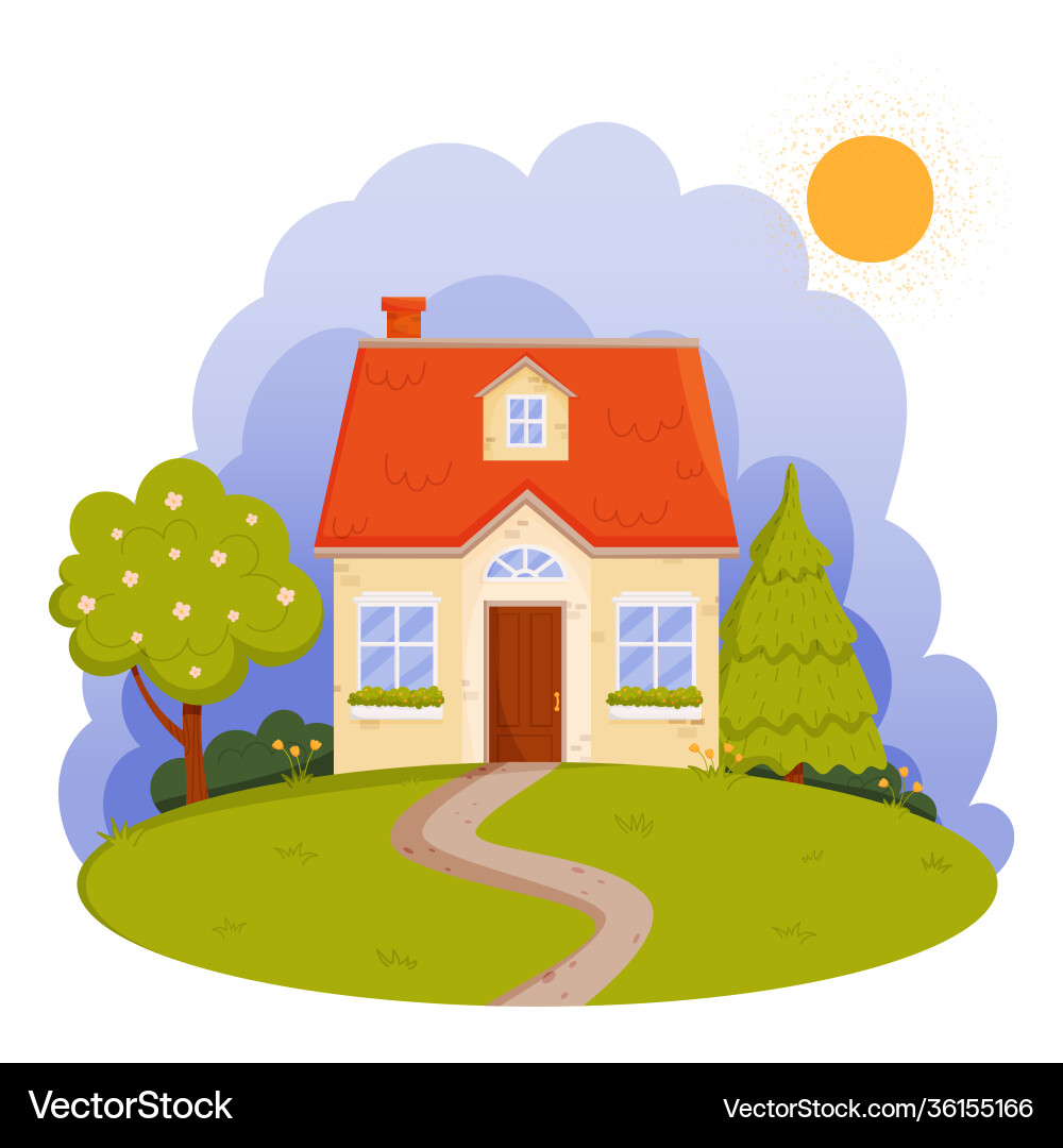 Cartoon a beautiful house Royalty Free Vector Image