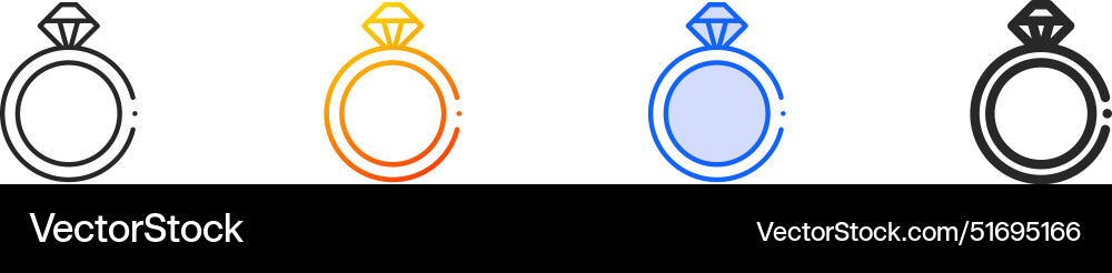 Diamond ring iconthin linear gradient blue stroke Vector Image