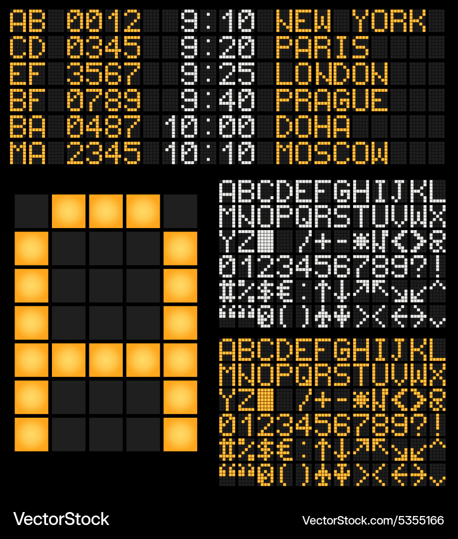 Led font Royalty Free Vector Image - VectorStock