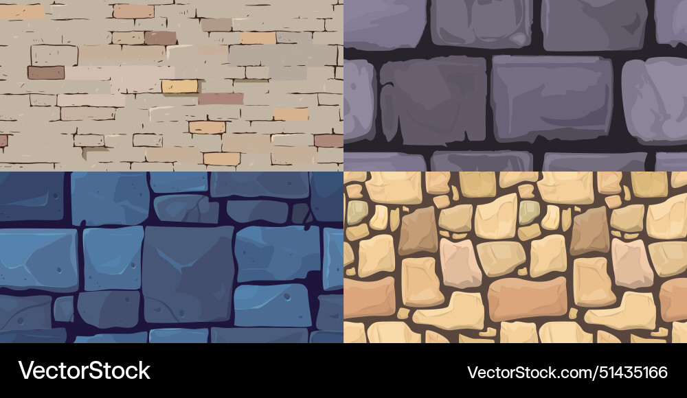 Set of stone wall textures Royalty Free Vector Image