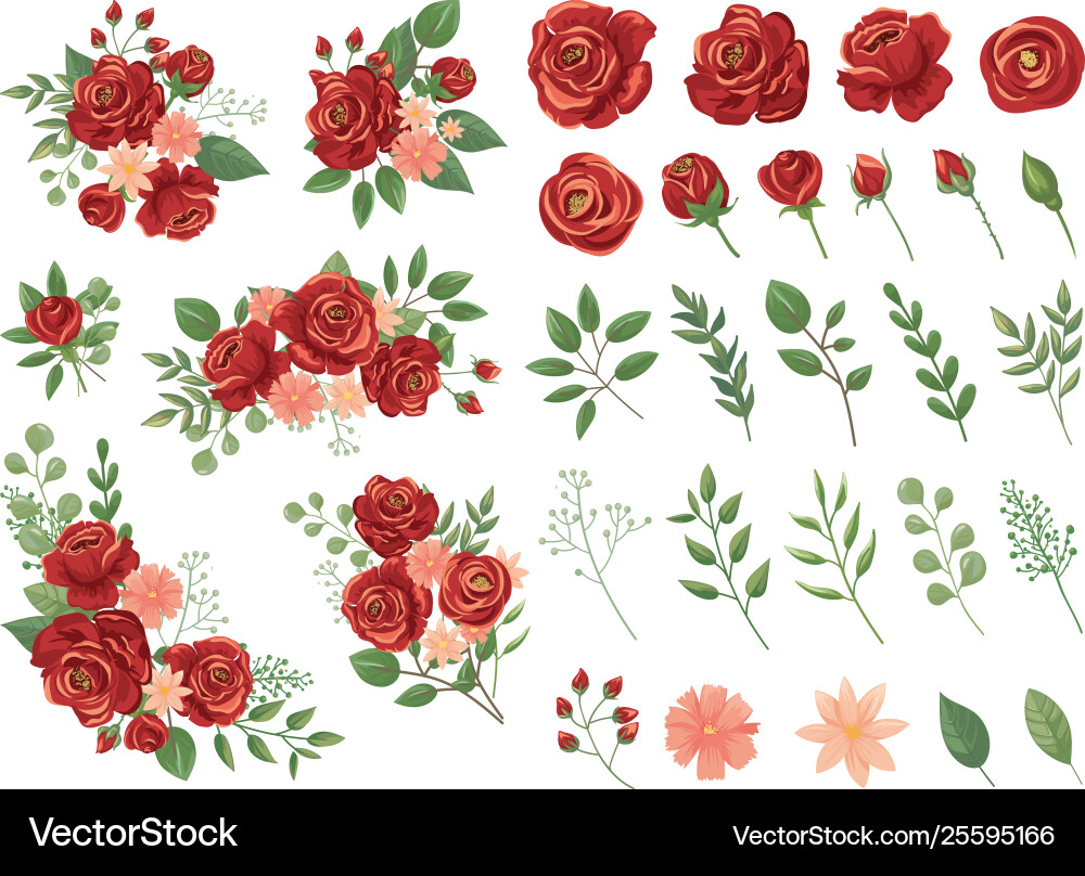 Vintage Red Rose Bouquet Royalty Free Vector Image