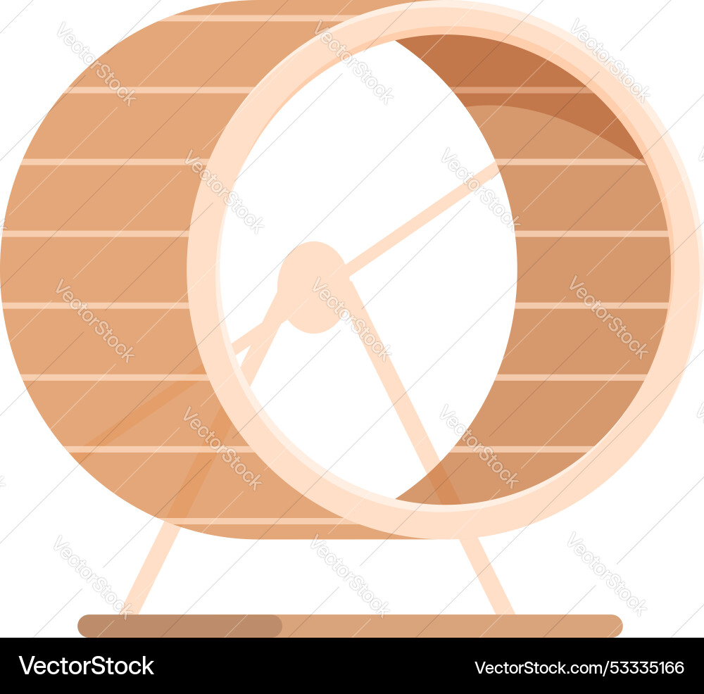 Wooden hamster wheel standing on support base Vector Image