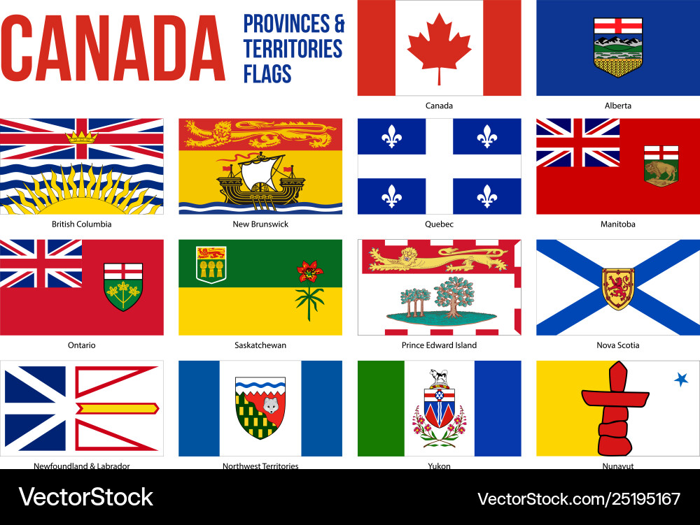 Canada Provincial & Territorial Flags Vector Image