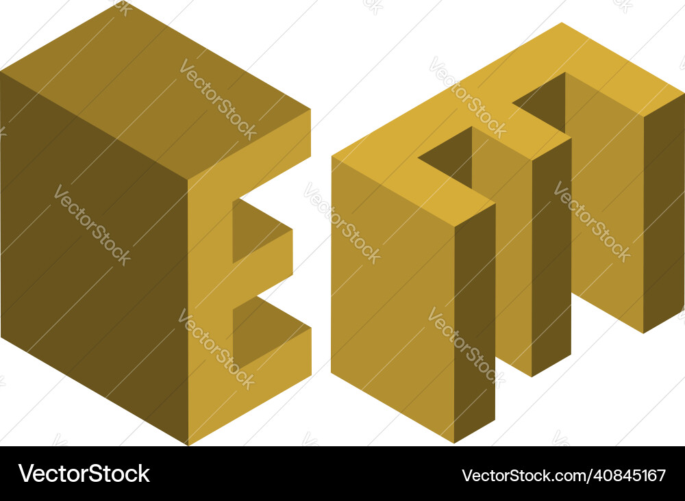 Isometric letter e template for creating logos Vector Image