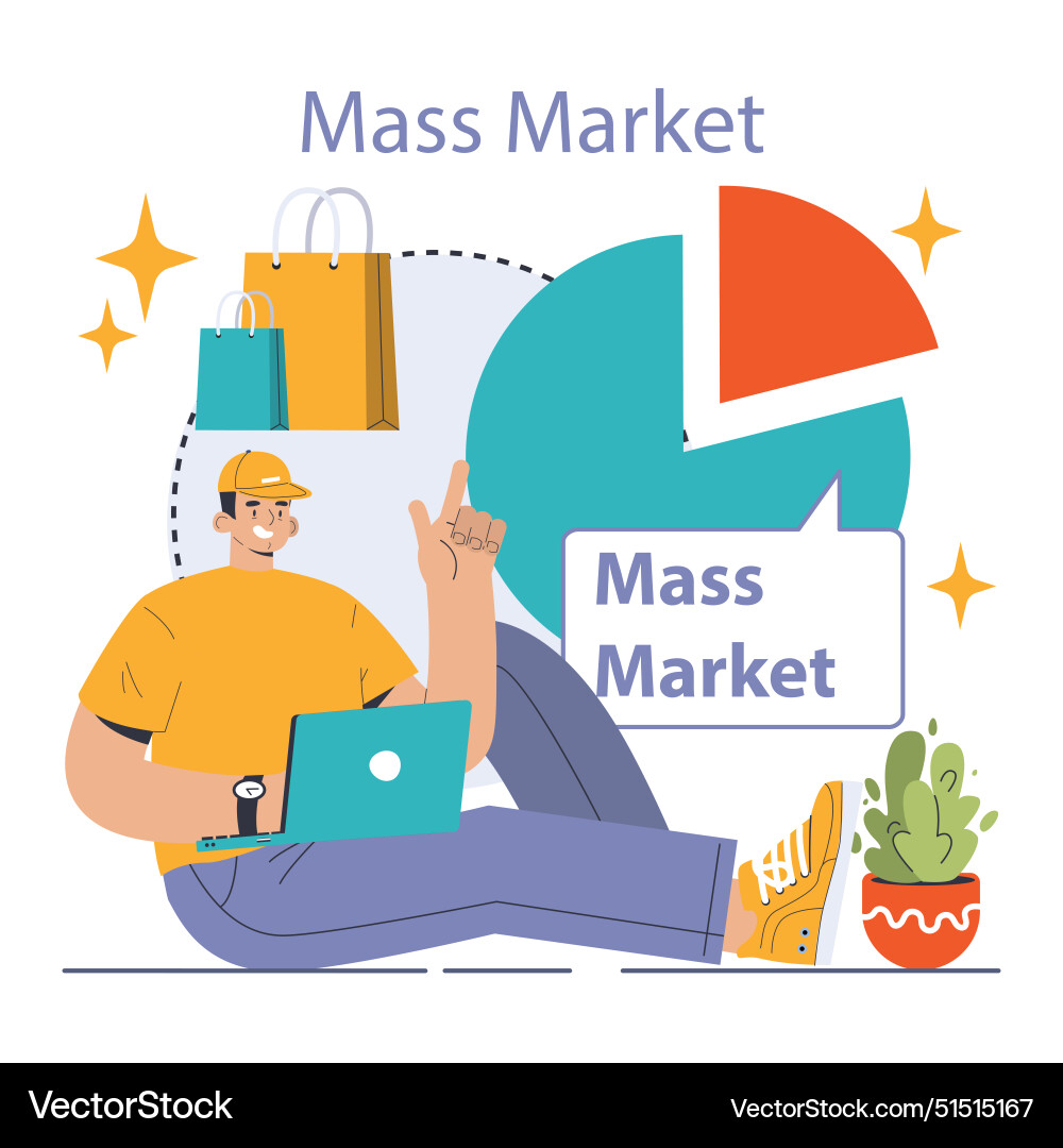 Mass market production economics targeted Vector Image