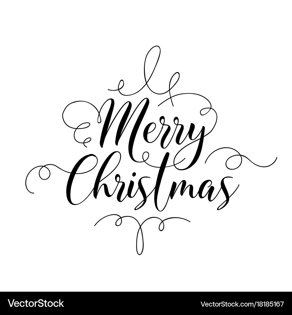 Merry christmas handwriting script lettering Vector Image