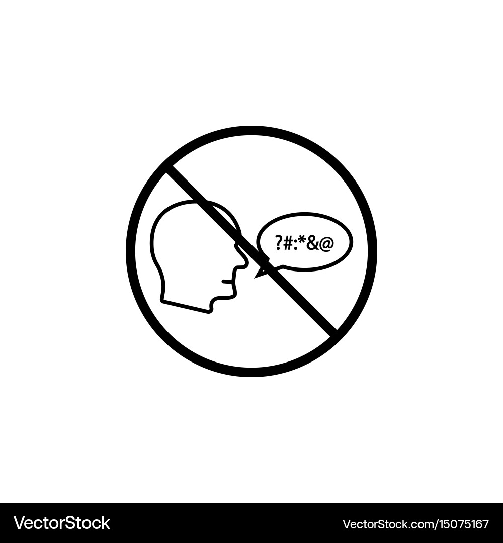 No swearing line icon prohibition sign forbidden Vector Image
