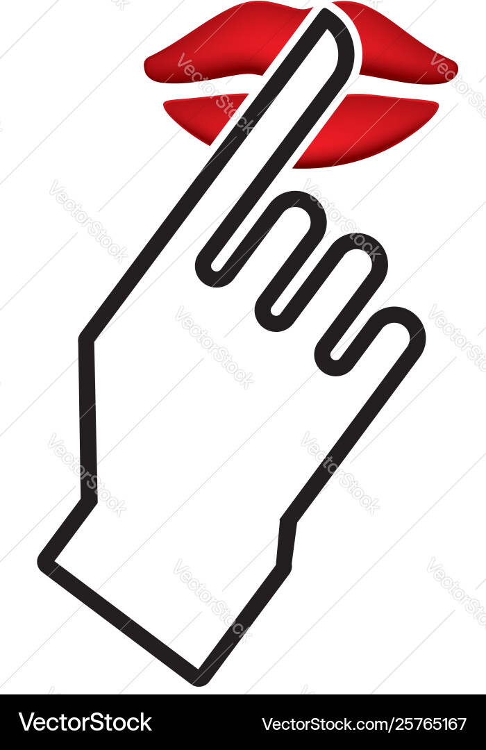 Silence please symbol in red and black isolated Vector Image