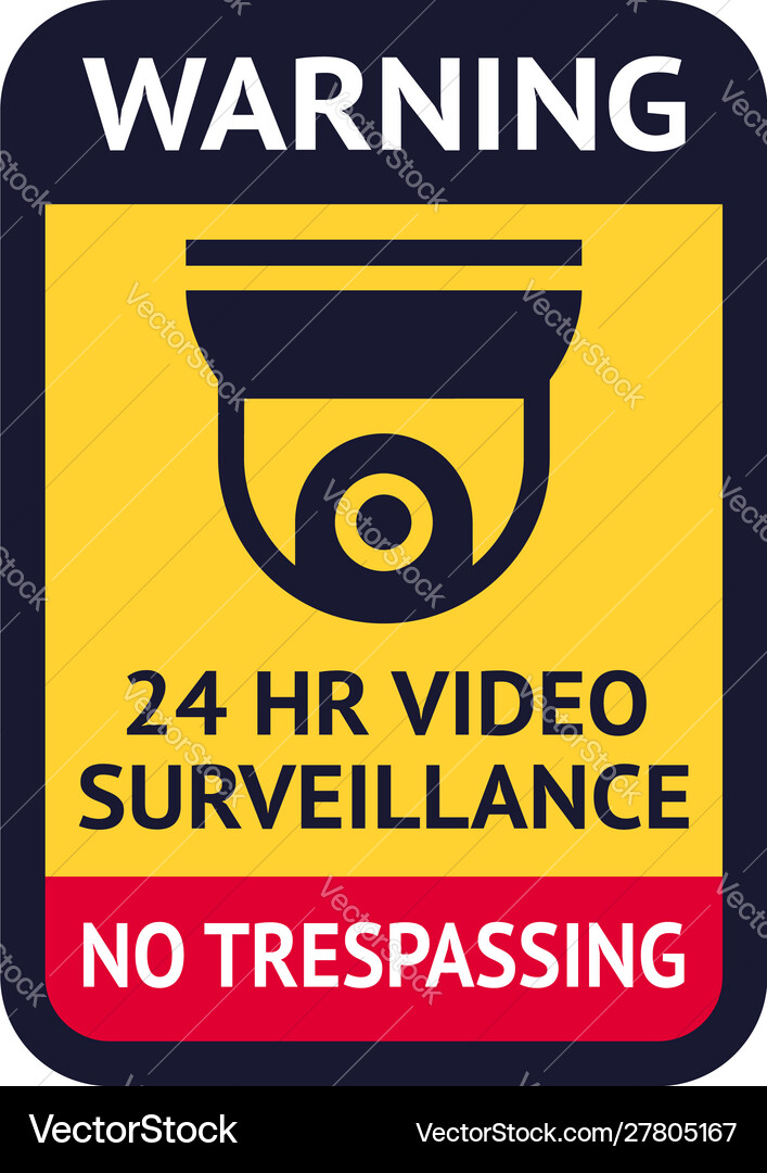 Sticker video surveillance symbol Royalty Free Vector Image