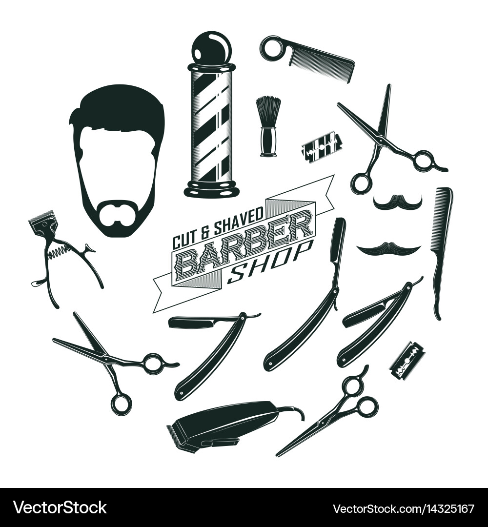 Vintage Barber Shop Elements Royalty Free Vector Image