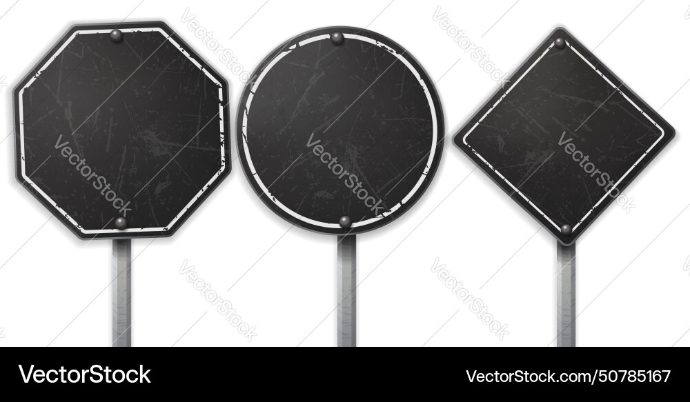 Vintage rough black street sign sets Royalty Free Vector