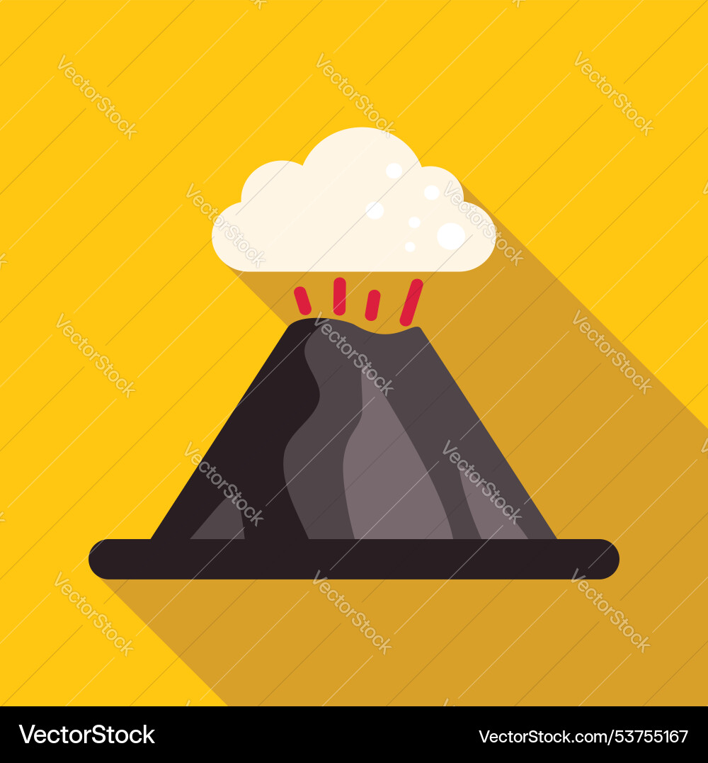 Volcano erupting with ash cloud on yellow Vector Image