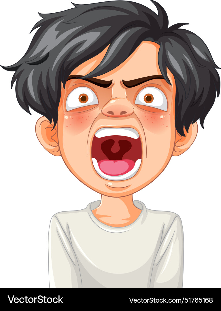 A cartoon character showing intense anger Vector Image