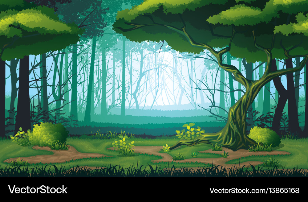 Dense Forest Landscape – Royalty-Free Vector | VectorStock