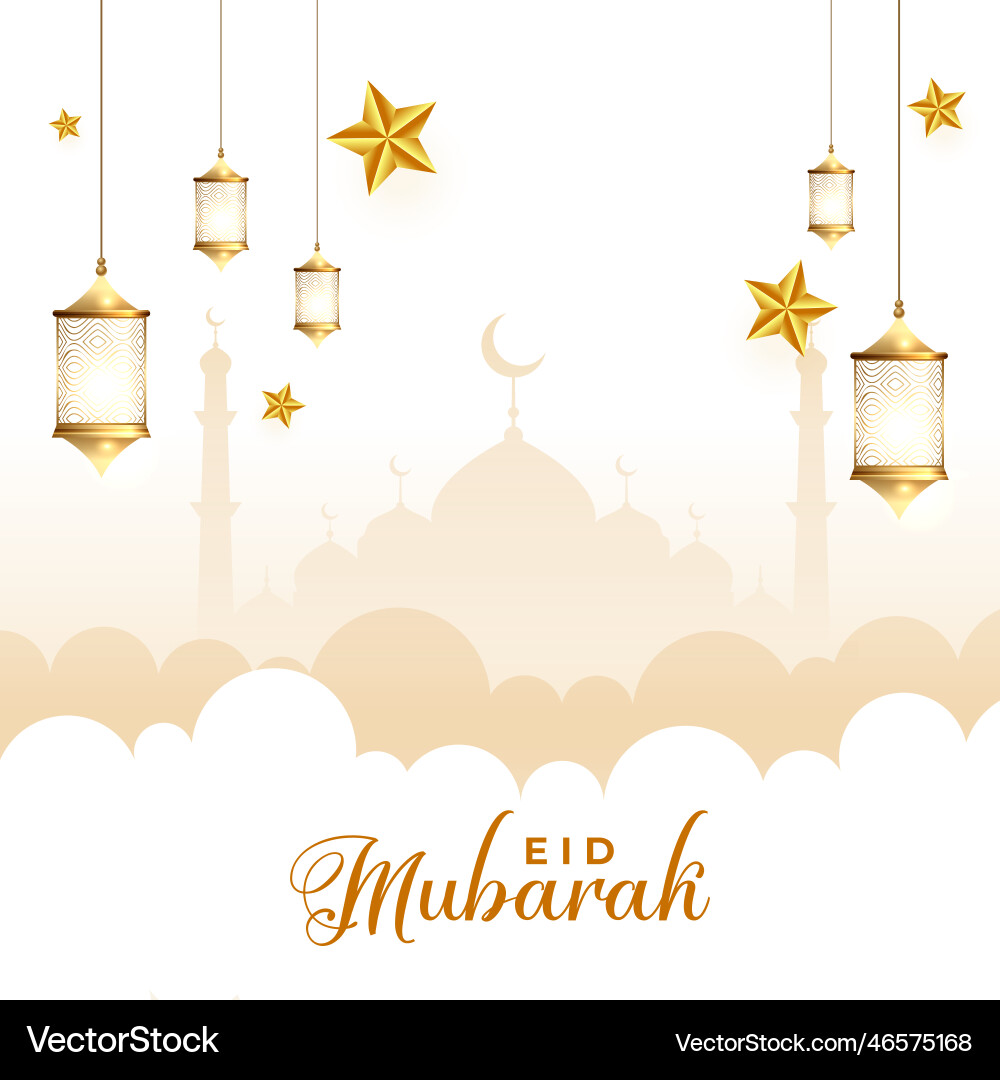 Eid mubarak wishes background with hanging Vector Image