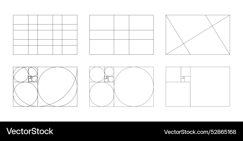 Harmony proportions frames golden ratio template Vector Image