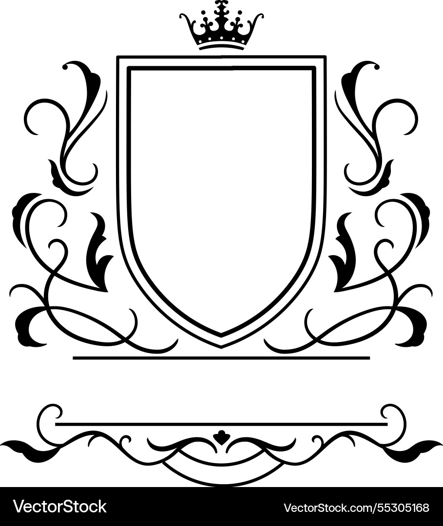 Heraldic shield adorned with a majestic crown Vector Image